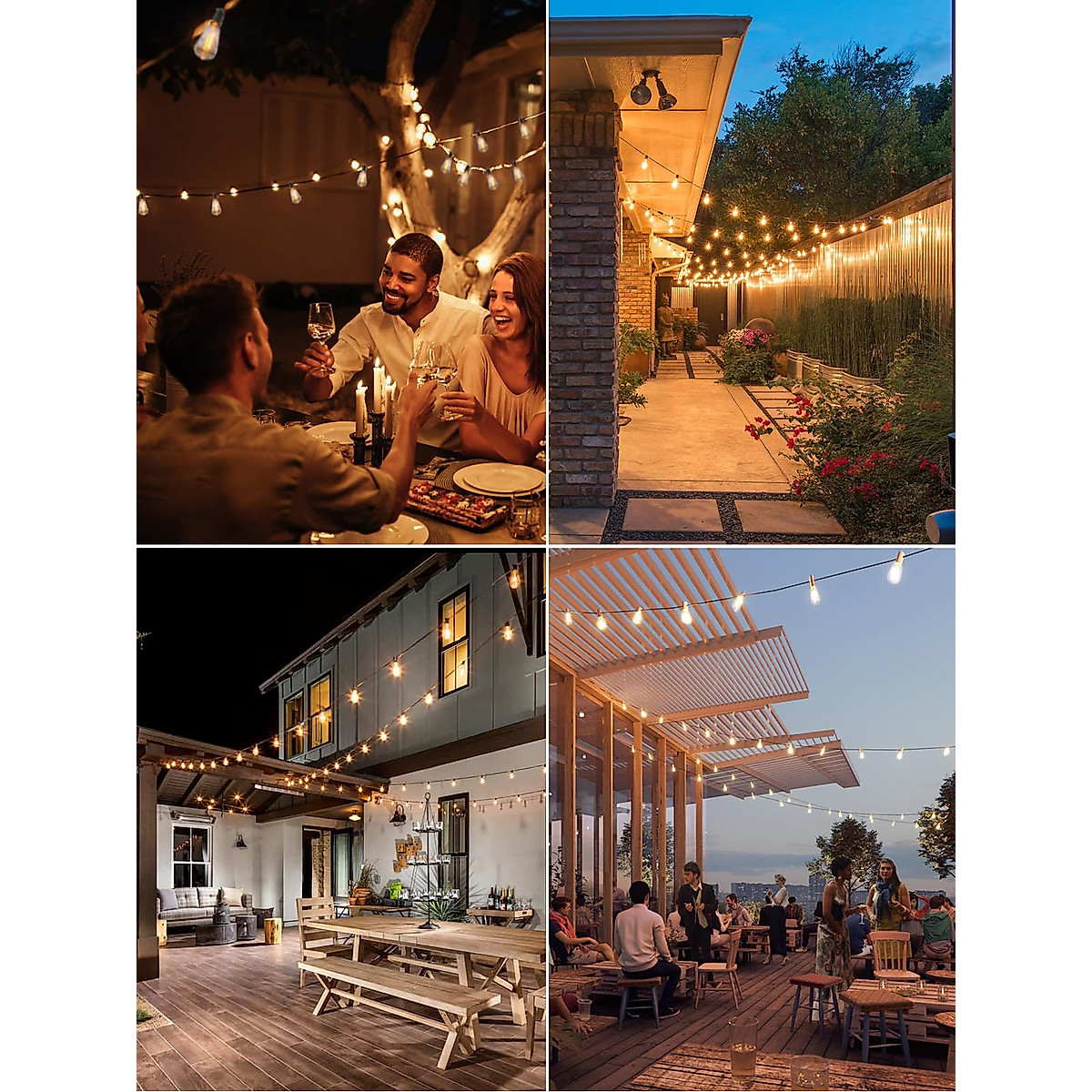 GLOBELIT Outdoor String Lights 50FT Waterproof Shatterproof Patio String Lights with 27 Dimmable Bulbs Warm White String Lights for Outside Connectable Backyard Lights Patio Lights