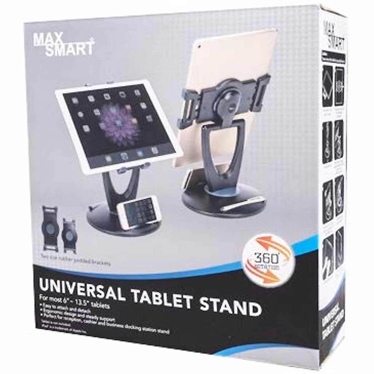 MAX SMART Large Tablet POS Stand, Rotating Commercial Tablet Stand, Swivel Base for Retail Kiosk Register Office Showcase Cashier and Business
