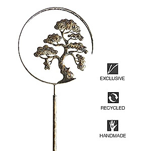 Vivaterra Bonsai Tree Wind Spinner, 63.25" H, Zen Garden Spinner, Recycled Metal Spinner with Outside Metal Sculpture Stake Construction for Patio Lawn & Garden Decoration