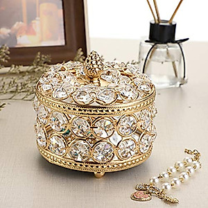 Hipiwe Crystal Mirrored Jewelry Box Jewelry Trinket Organizer Box Home Decor Ring Earrings Necklace Storage Holder Keepsake Box