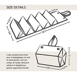 XXRCBag Travel Sunglass Organizer, Portable Multiple PU Eyeglass Case Organizer, Foldable Hanging Eyeglass Storage (black 2)