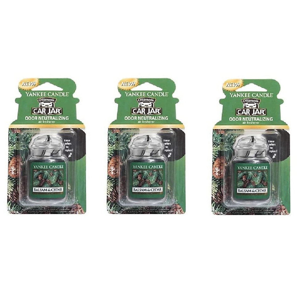 Yankee Candle Balsam & Cedar Car Jar Ultimate 3 Pack