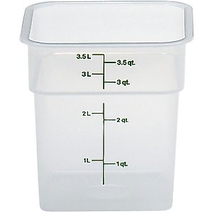 Cambro 4SFSPP190 Square Storage Container 4 Qt., Case of 6