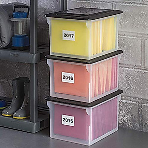 Sterilite 18689004 Versatile Clear Home Organizing Storage File Container Box with Black Secure Seal Lid for Letters and Legal Sized Folders (8 Pack)