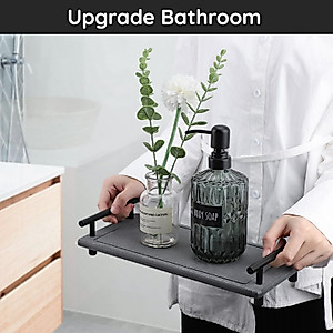 Segbeauty Vanity Tray Large, Instant Stone Drying Tray for Bathroom Kitchen, Diatomaceous Tray Fast Dry Stone Drying Mat for Kitchen Counter Bathroom Counter Tray Soap Organizer Mat with Handle