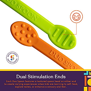 Special Supplies Duo Spoon Oral Motor Therapy Tools, 3 Pack, Textured Stimulation and Sensory Input Treatment for Babies, Toddlers or Kids, BPA Free Silicone with Flexible, Easy Handle