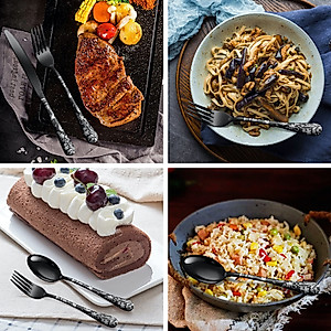 Vilihkc Unique floral pattern Silverware Set Mirror Polished Flatware Set Service for 4 Cutlery Set Stainless Steel Utensil Set for Kitchen Dishwasher Safe(20pcs)