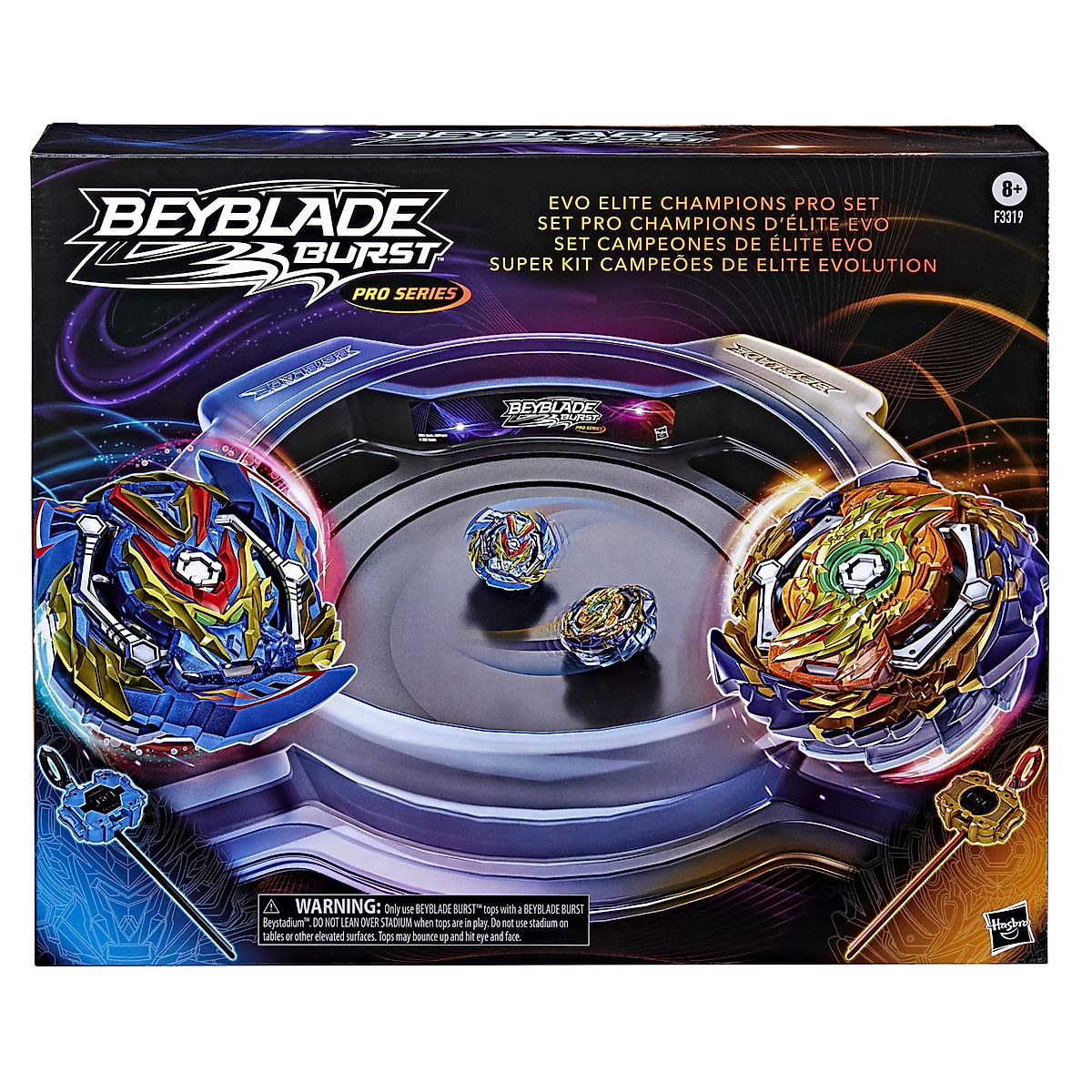 Beyblade Burst Pro Series Evo Elite Champions Pro Set - Complete Battle Game Set with Beystadium, 2 Battling Top Toys and 2 Launchers