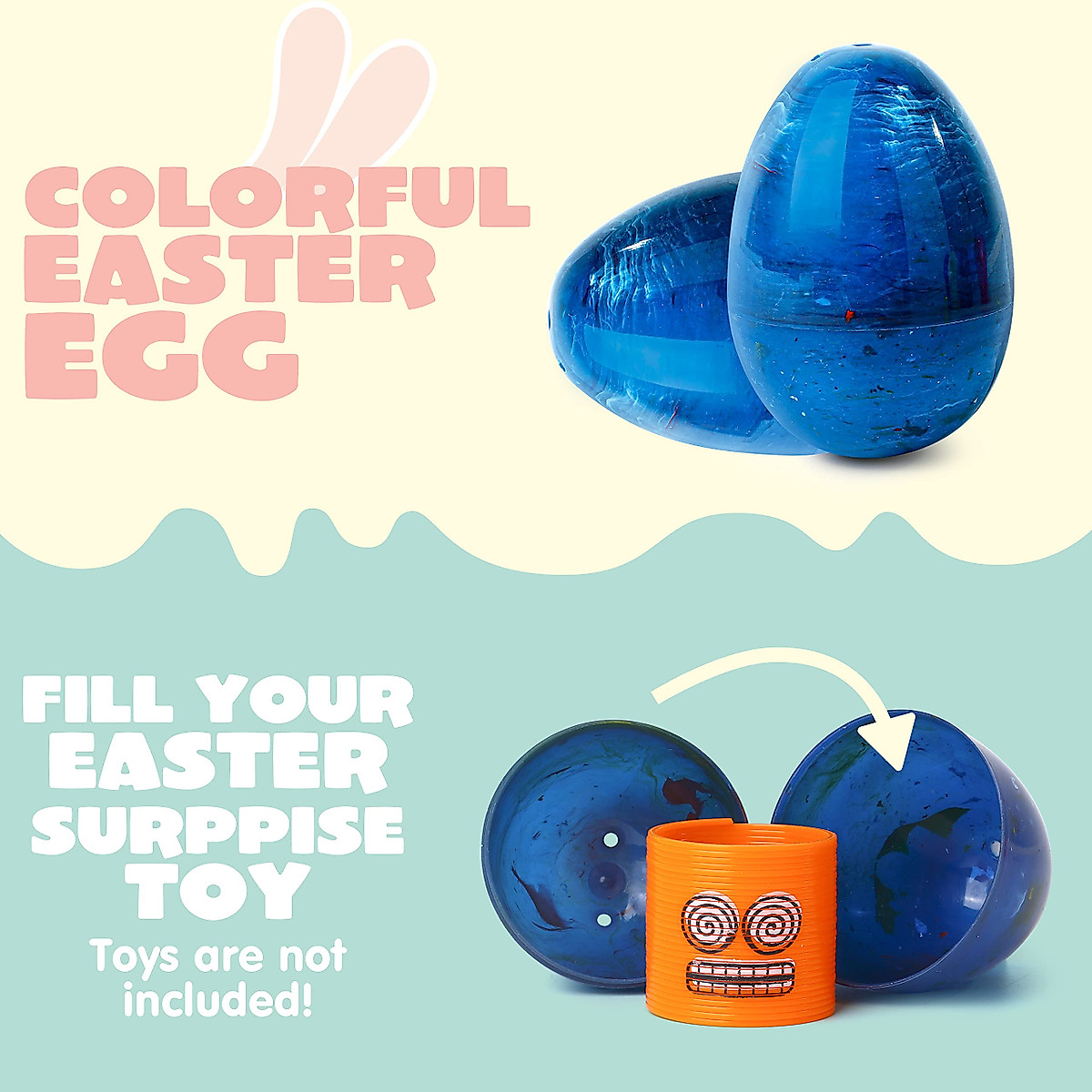 JOYIN 30 Pcs Plastic Iridescent Printed Bright Easter Eggs 3.15" Tall for Easter Hunt, Basket Stuffers Fillers, Classroom Prize Supplies, Filling Treats and Party Favor