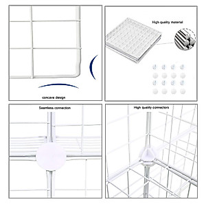 C&AHOME Wire Cube Storage, 16-Cube Organizer Metal Grids Storage, Storage Bins Shelving, Modular Bookshelf Shelves, DIY Closet Cabinet Ideal for Bedroom, Office 48.4”L x 12.4”W x 48.4”H White