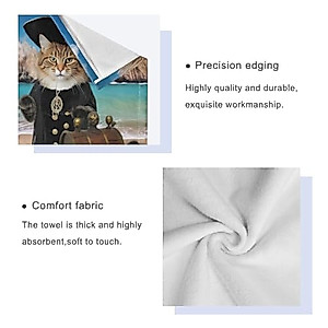 Flradish Pirate Captain Cat Towels 3 Pack Bath Towels for Bathroom Set Soft Cotton Highly Absorbent Lightweight & Quickdry Towel Set 1 Bath Towel,1 Hand Towel,1 Washclothe