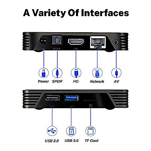 Android TV Box 11.0, Smart TV Box RK3318 2GB 16GB Support 2.4G 5.8G WiFi Bluetooth 4.1 with Mini Backlit Keyboard Ethernet LAN 3D 4K Video Android Box Set Top TV Box