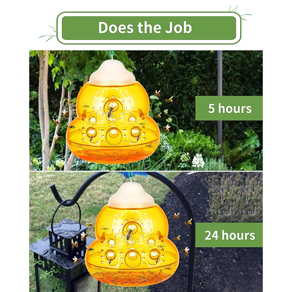 Wasp Trap Outdoor Hanging, Bee Traps Catcher, Effective Outdoor Wasp Killer Insect Catcher, New Upgrade Non-Toxic Reusable Hornet Yellow Jacket Trap (Orange, 2 Pack)