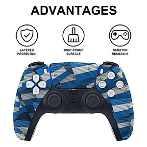 Nicaragua Flag Compatible with PS5 Console and Controller Sticker Skin, Durable, Scratch-Resistant, and Bubble-Free (Digital Version)