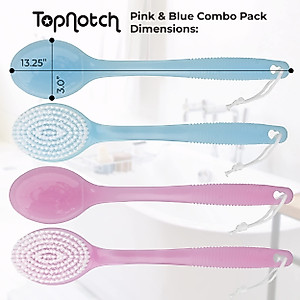 TopNotch Brush with Long Handle - 2 Pack Bath Shower Brushes