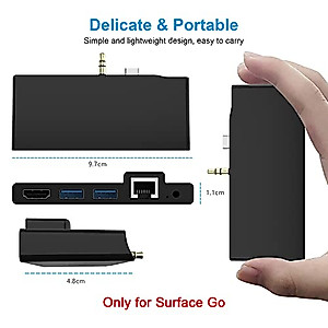 Surface Go/Go 2/Go 3 Hub, Surface Go Docking Station 5 in 1 USB C Surface Go 2 Dock Adapter with 1000M RJ45 Ethernet 4K HDMI 2 USB 3.0 Ports & 3.5mm Audio/Earphones Jack, NOT for Surface Laptop GO