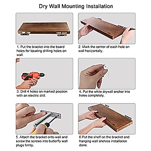 Kosiehouse Pine Solid Wood Floating Shelf, Wall Mounted Rustic Wall Shelves Display Ledge Storage Shelf for Kitchen, Bath, Dorm, Laundry