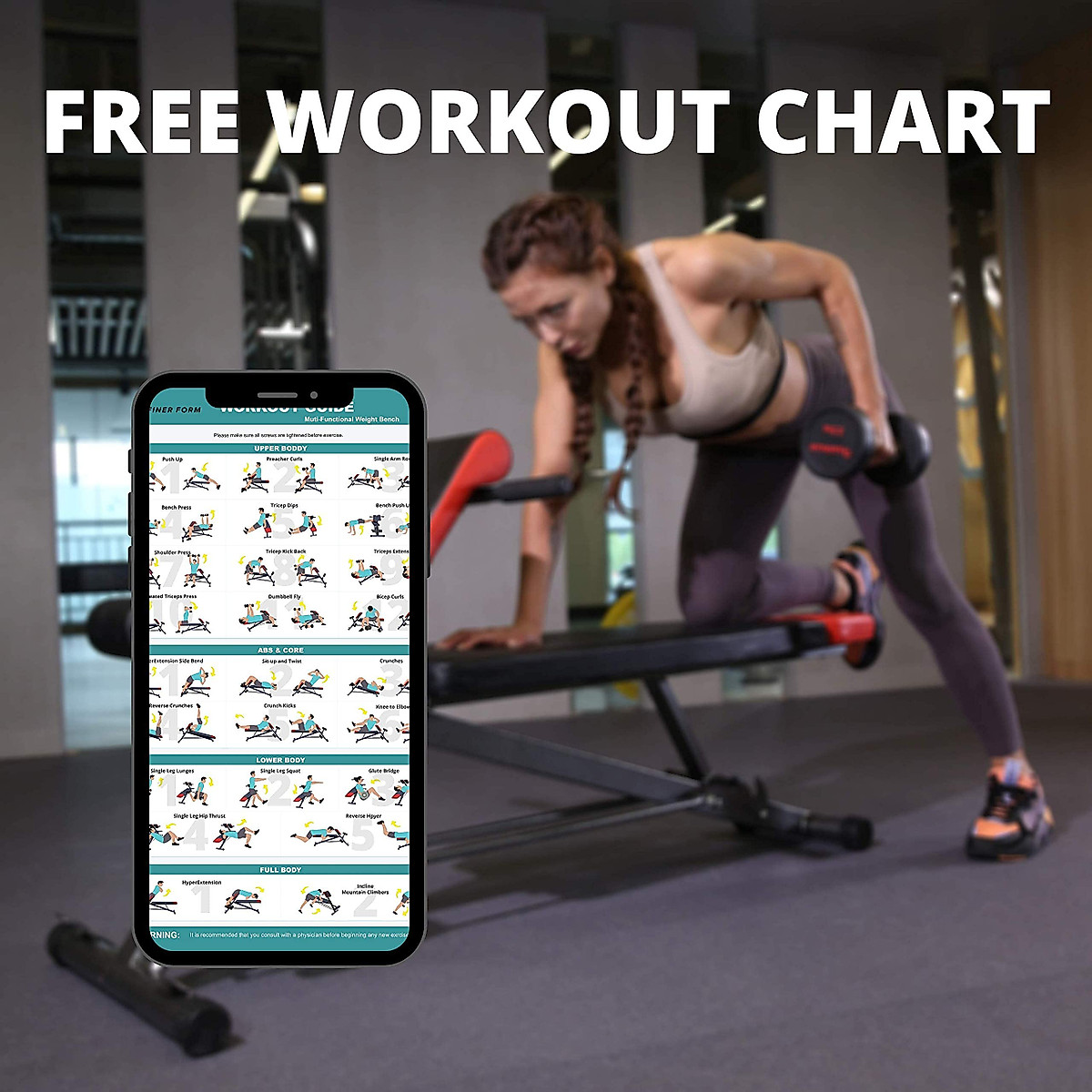 FINER FORM Multi-Functional Adjustable Weight Bench for Total Body Workout – Hyper Back Extension, Roman Chair, Ab Sit up Bench, Decline Bench, Flat Bench. Great Equipment