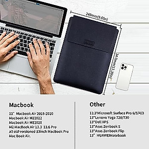Padded Laptop Case Inner Pu Leather Bag Stylish Versatile Cheap Thin Sleeve Compatible with 13-13.3-14-15 Inch Case (black13-13.3in)