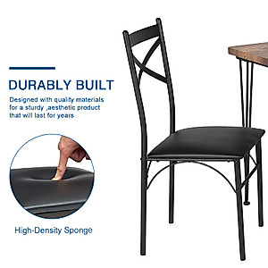 VECELO 5-Piece Dining Table Set for Home Kitchen Breakfast Nook, 4, Rustic BRN