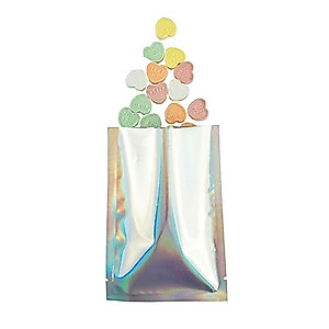 QQ Studio Food-Safe Glossy Heat Sealable Double-Sided Holographic SlickSeal™ Flat Bag with Tear Notch (100, 7x10cm (2.8x4"))