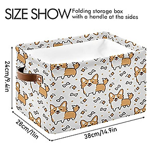 Cute Animal Dog Pattern Storage Bin with Handle Foldable Canvas Storage Basket Box Cube Organizer for Bedroom Home Office Closet Shelve Clothes Toy,1PC