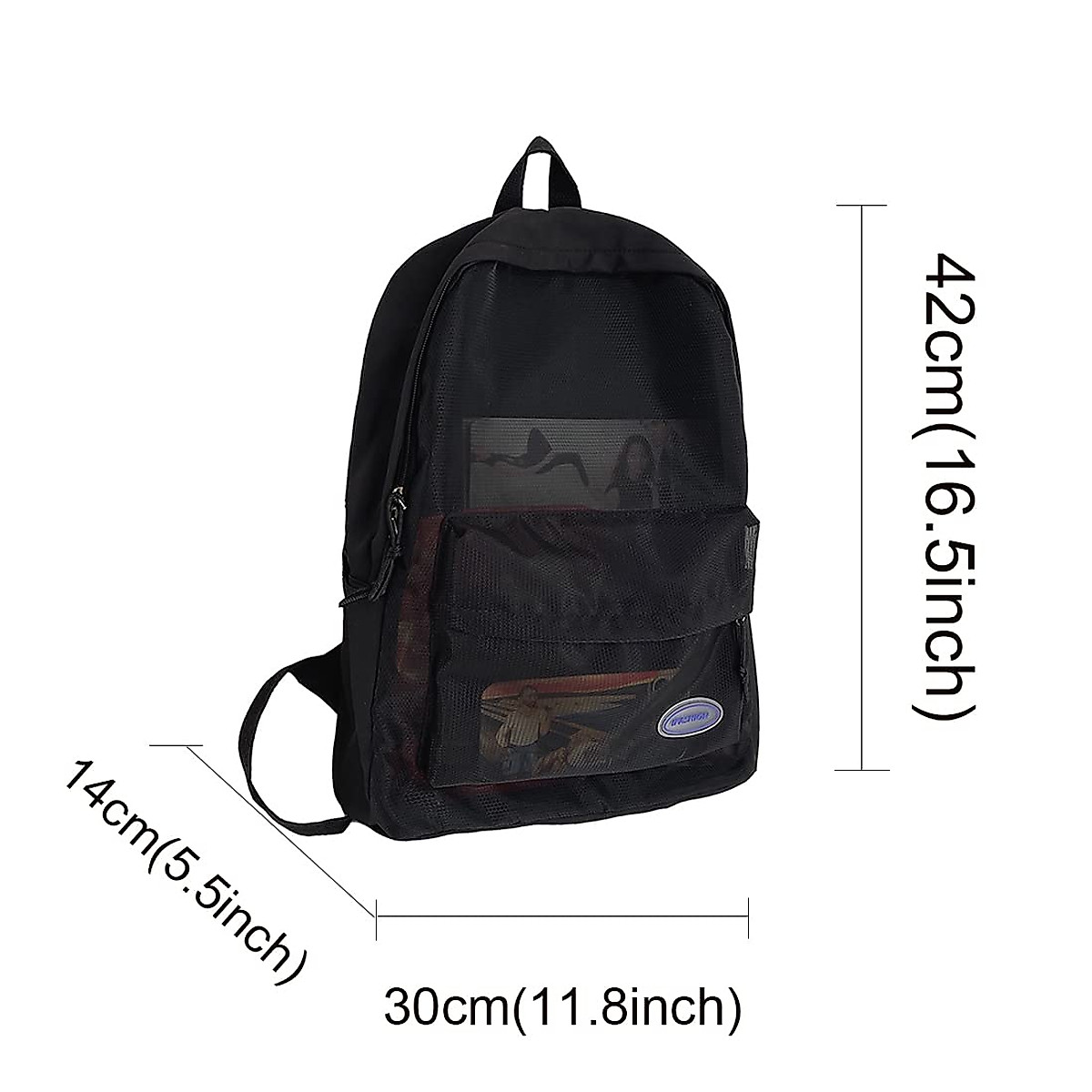 HunterBee Big See Through Waterproof Mesh Backpack 20L 25L Large Net Mesh Sports Gym Bag for Beach Swimming Semi-Transparent Clear Netting Daypack