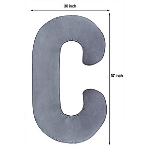 KWLET Pregnancy Pillow C Shaped Cover/Maternity Pillow Case with Double Zippers, Velvet, 57x30 Inch