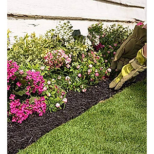 Plow & Hearth 55632 Recycled Rubber Permanent Garden Mulch Border, 120 L x 4.50 W, Black