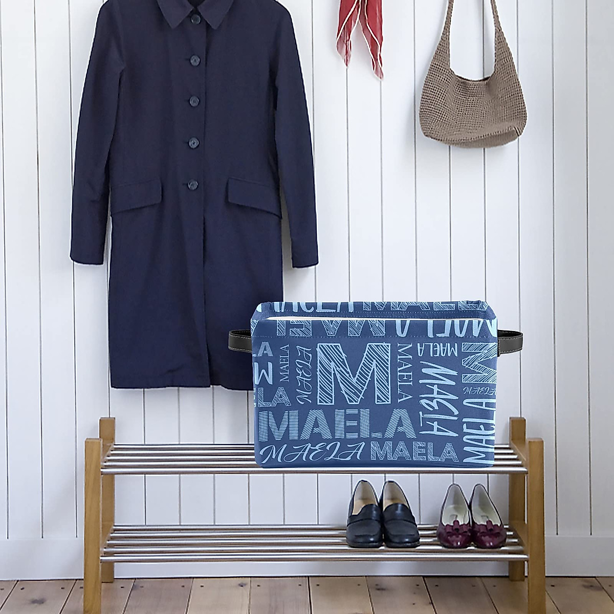 ZAACUSTOM Foldable Personalized Toy Box for Boys Girls with Name Waterproof Kids Custom Storage Bin Baskets Cube Boxes Organizer with Handles for Organizing Shelf Closet, 1 Pack