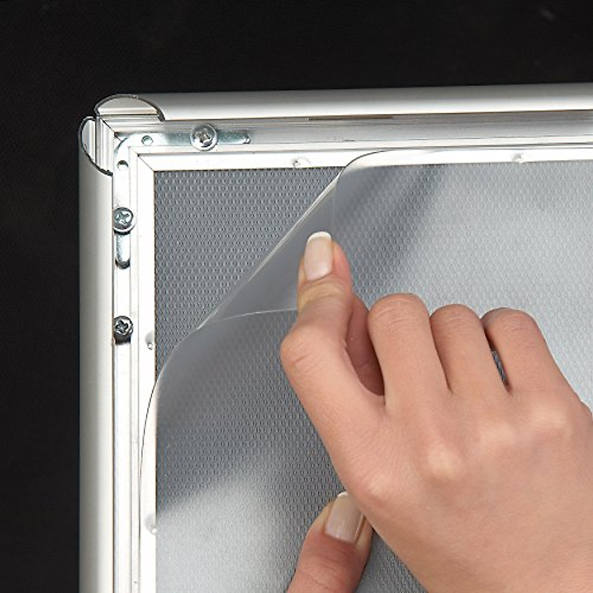 M&T Displays Security Snap Poster Frame 1" Aluminum Profile, Front Loading, Picture, Photo, Document, Certificate, Sign Holder, Mitered Corner, Anti Glare Cover (Silver, 24x36 inch)