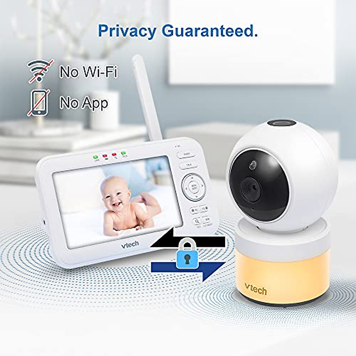 VTech [Upgraded] VM5463-2 Video Baby Monitor 5" LCD with 2 Cameras, Battery 12 Hrs, Pan Tilt Zoom, Color Night Light, Glow On The Ceiling Projection, Two-Way Talk