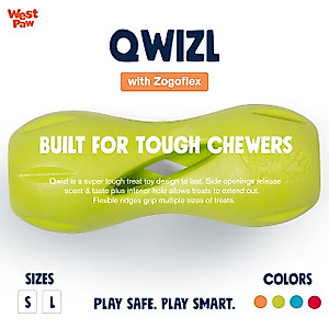 West Paw Zogoflex Qwizl Interactive Treat Dispensing Dog Puzzle Treat Toy for Dogs, Granny Smith, Large