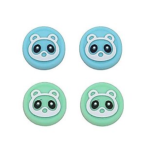 Animal Crossing Silicone Analog Thumb Grip Joystick Covers Caps Game Thumbstick Replacement for Nintend Switch Lite/NS Joy-con Controller (4)