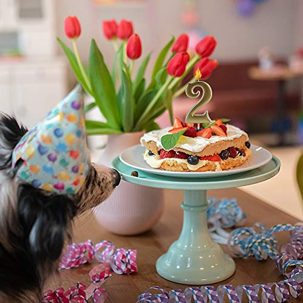 75th & 57th Number Birthday Candles for Cake Topper, Number 75 57 Glitter Premium Candle Party Anniversary Celebration Decoration for Kids Women or Men, Gold