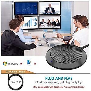 Conference USB Microphone, Computer Desktop Mic with LED Indicator, TKGOU Plug & Play Omnidirectional Condenser PC Laptop Mics for Online Meeting/Class,Skype,Recording,Chatting,Zoom,(Windows/Mac OS X)