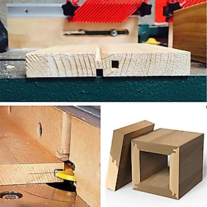 WICHEMI 1/4 Shank Tongue and Groove Router Bits+ 1/4 Shank 45° Lock Miter Router Bit, Wood Milling Cutter Woodworking Grooving Tool Kit for Router Table/Base Router/Kitchen/Bathroom