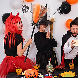 Abaodam Halloween Witch Broom Plastic Witch Broomstick Props Net Wizard Flying Broom Props for Halloween Costume Cosplay