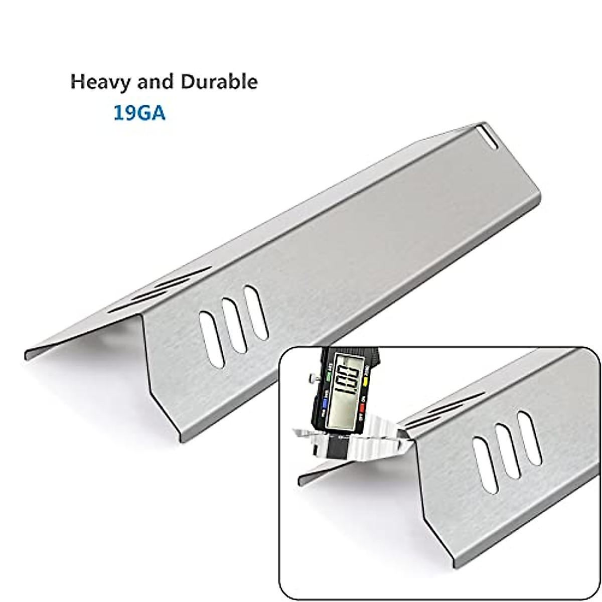 Zemibi 3-Pack 14 3/16 Inch Stainless Steel Heat Plate Replacement for Uniflame GBC1030W, GBC1030WRS, GBC1030WRS-C, GBC1134W, GBC1134WRS Gas Grill Models, BBQ Burner Cover Flame Tamer, Heat Shield