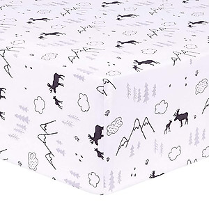 Trend Lab Lumberjack Moose 3 Piece Crib Bedding Set, Gender-Neutral Color Palette, Includes Quilt, Fitted Crib Sheet and Skirt