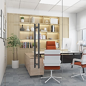 BARNSMITH 36" Barn Door Push Pull Handle,Heavy Duty Grade-304 Stainless Steel Square Commercial Door Handle,Entrance Entry Front Door Handle Office Handle Pull Set for Wood Door Glass Door,Black