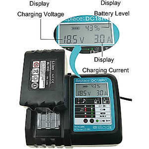 QCZRED 18V DC18RC Charger Compatible with Chargers DC18RD DC18RF DC18SF Suitable for Makita BL1860 BL1850 BL1840 BL1830 BL1815