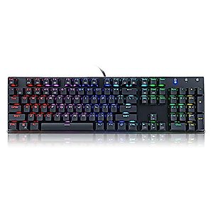 Teerwere Gaming Keyboard 104 Key USB Wired RGB Backlit Mechanical Gaming Keyboard Outemu Blue Switch ABS Keycaps Mechanical Gaming Keyboard (Color : Black, Size : One Size)