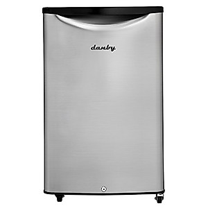 Danby DAR044A6BSLDBO 4.4 Cu.Ft. Outdoor Mini Fridge, IPX4-Rated Stainless Steel Look All Refrigerator for Patio, Cabana, Pool Bar, E-Star Rated, Spotless Steel