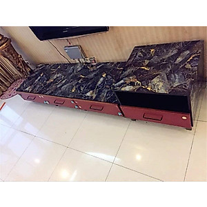 Yancorp Dark Blue Black Marble Wallpaper Removable Wallpaper Film Self-Adhesive Granite Kitchen Peel Stick Backsplash Tile Countertop Shelf Liner (16"x78")