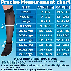 ABSOLUTE SUPPORT Made in USA - Sheer Compression Socks for Women 20-30mmHg | For Swelling, Lymphedema, DVT, Post Surgery Recovery - Black, Large, A205BL3
