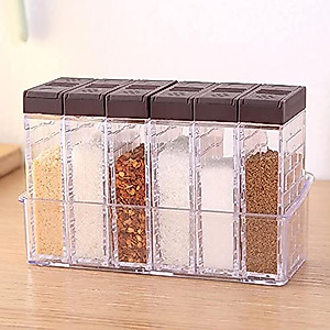 6 Case Spice Shaker Jars, Salt Spices Condiment Container Case Seasoning Shaker Box Condiment Set, Transparent Condiment Jar Storage Container Storage Bottle Box Set