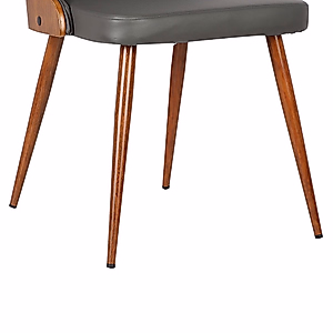 Armen Living Lily Dining Chair in Grey Faux Leather and Walnut Wood Finish 20 x 31 x 23