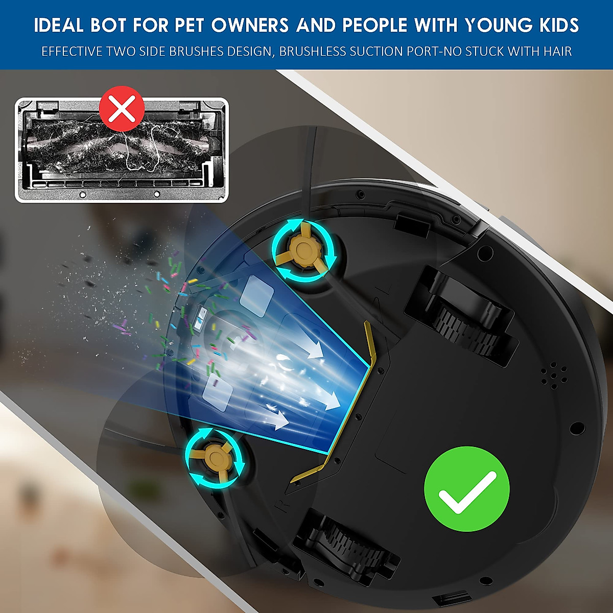 Automatic Self Charging Robotic Vacuum Cleaner, Super Thin Robot Vacuum Cleaner - Strong Suction, Quiet, Tangle Free, Daily Cleaning Robot Vacuum for Pet Hairs, Dust, Scrums, Hardwood Floors & Carpets