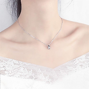 Tiny Teardrop Necklace for Women Girls Sterling Silver Minimalist Simple Oval Bead Beans Pear Shape Pendant Choker BFF Necklace Fashion Adjustable Chain 18" Jewelry Wedding Birthday Gift (Silver)